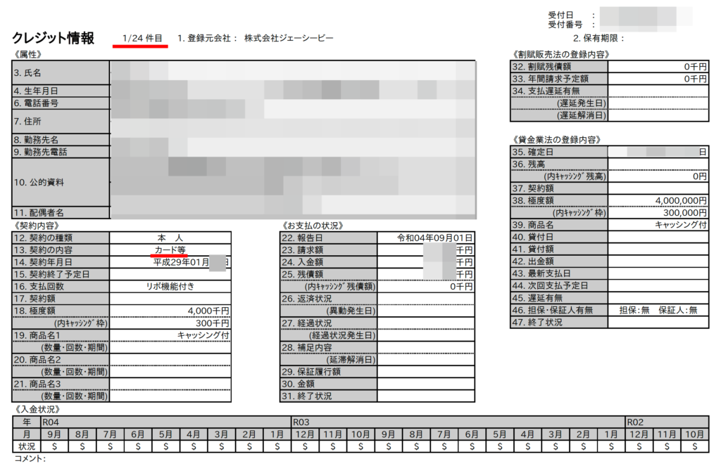 モチのCIC情報開示してみた【利用状況や申し込み記録と途上与信】 | モチのブラックカードが欲しい！
